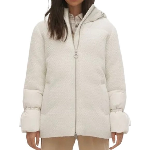 Noize | Jackets & Coats | Noize Minka Tweed Puffer Jacket In Ivory ...